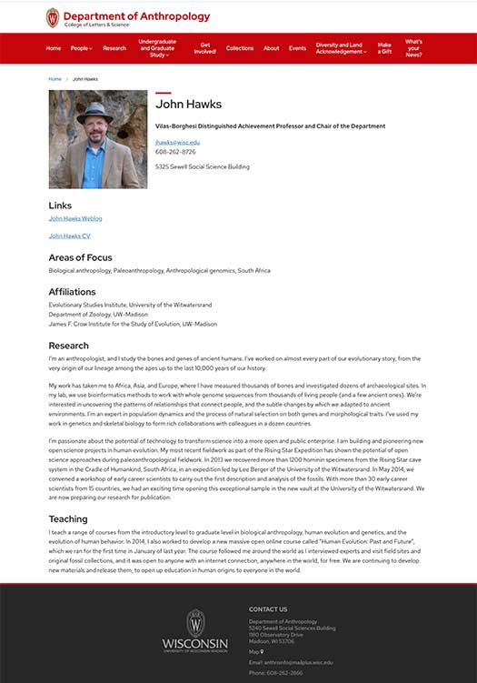 Dr. John Hawks - 2025 - Roy Chapman Andrews Society